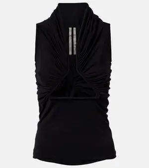 Rick Owens Cutout Ruched Jersey Top - Black