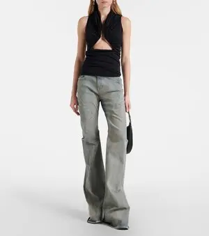 Rick Owens Cutout Ruched Jersey Top