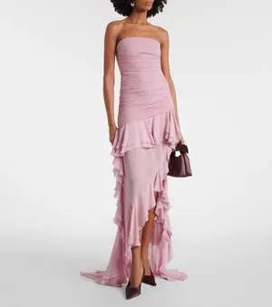 Blumarine Asymmetric Ruffled Georgette Gown