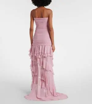 Blumarine Asymmetric Ruffled Georgette Gown
