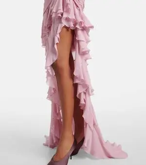 Blumarine Asymmetric Ruffled Georgette Gown