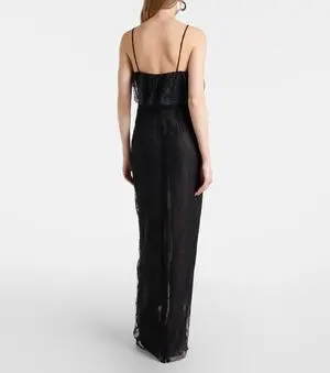 Blumarine Ruffled Sheer Lace Gown