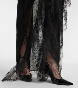 Blumarine Ruffled Sheer Lace Gown