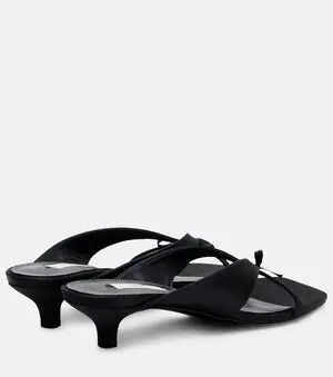 TOTEME Bow Detail Satin Mules - Black