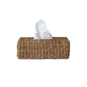 STORIED HOME Hand-woven Seagrass Tissue Box Cover - Natural