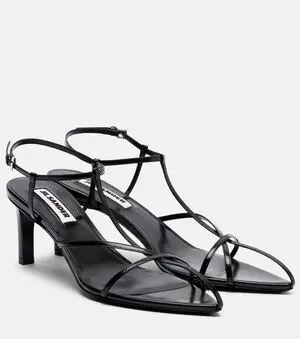 JIL SANDER Leather Cage Sandals - Black