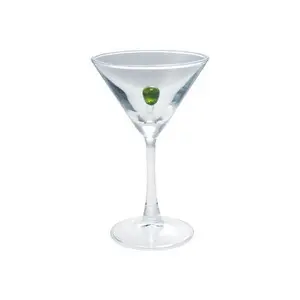 STORIED HOME 6-ounce Stemmed Martini Glass With Olive Inside - Green