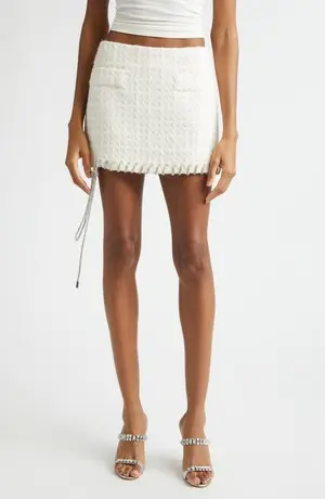 AREA Tweed Mini Skirt - Cream White