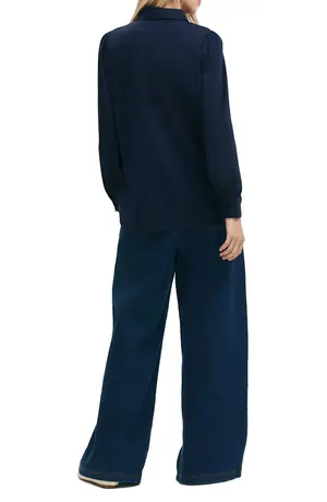 FINERY LONDON Remy Lace Detail Shirt - Navy