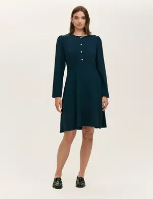 FINERY LONDON Shauna Crepe Long Sleeve Mini Dress - Navy