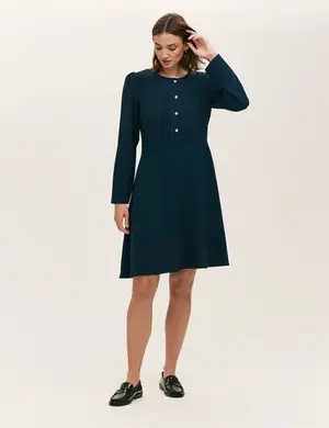 FINERY LONDON Shauna Crepe Long Sleeve Mini Dress