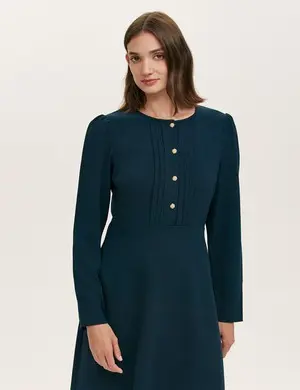 FINERY LONDON Shauna Crepe Long Sleeve Mini Dress
