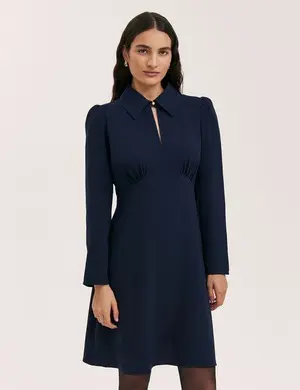 FINERY LONDON Sabine Collared Mini Dress - Navy