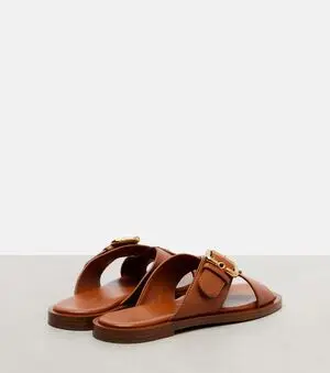 Chloé Nil Leather Slides - Brown