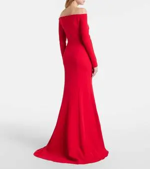 Safiyaa Rory Floral-appliqué Crêpe Gown
