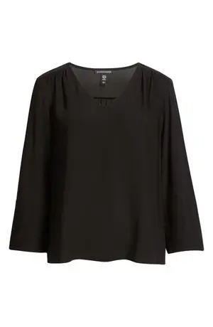 Eileen Fisher Lantern Sleeve Silk Top