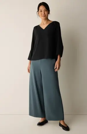 Eileen Fisher Lantern Sleeve Silk Top