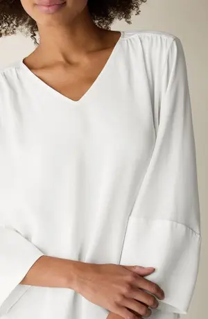 Eileen Fisher Lantern Sleeve Silk Top - Ivory