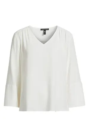Eileen Fisher Lantern Sleeve Silk Top - Ivory