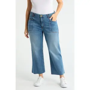 Kut From The Kloth Meg Raw Hem High Waist Wide Leg Ankle Jeans - Earn