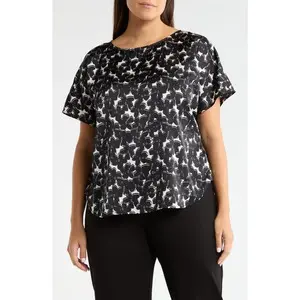 Anne Klein Floral Print Satin Top