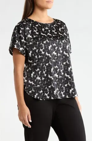 Anne Klein Floral Print Satin Top