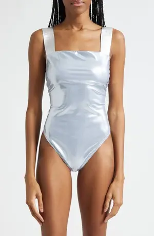 Versace Metallic One-piece Swimsuit - Silver