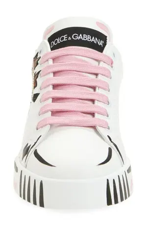 Dolce & Gabbana Portofino Light Strobel Sneaker - Bianco/rosa Baby