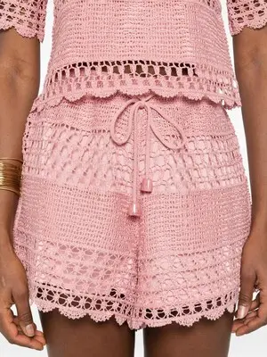 Zimmermann Wanderlust Crochet Cotton Shorts - Pink