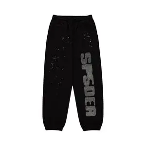 SP5DER Rhinestone Silk Sweatpant - Black