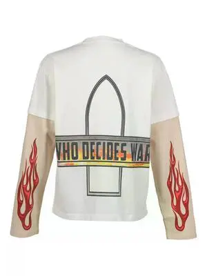 WHO DECIDES WAR BY EV BRAVADO Flame Print Layered T-shirt