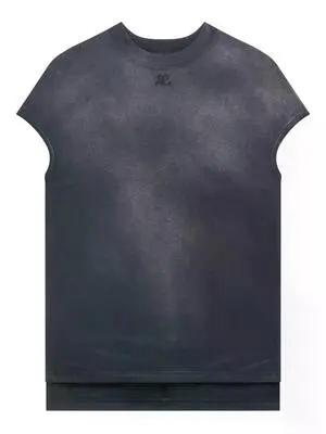 COURREGES Logo Embroidered T-shirt - Grey
