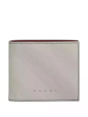 Marni Pebbled-stitch Leather Wallet - Grey