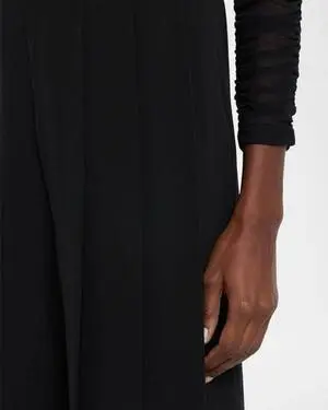 L & APOS;AGENCE Novalynn Cropped Pleated Pants - Black