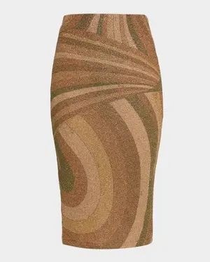 Emilio Pucci Iride Print Lamé Jersey Midi Skirt