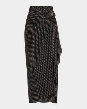 TOM FORD Polka-Dot Silk-Blend Midi Skirt - Black