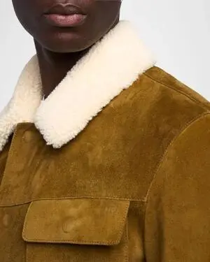 TOM FORD Suede Shearling-collar Bomber Jacket - Seed