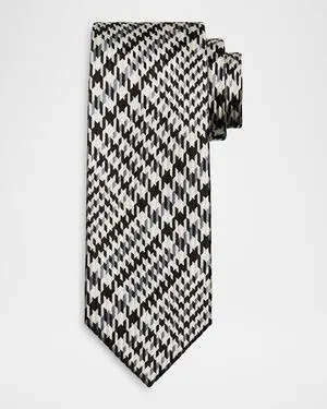 TOM FORD Prince Of Wales Check Silk Tie - Grey Multi