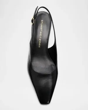 STUART WEITZMAN 50mm Stassi Leather Slingback Pumps - Black