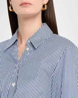 Tanya Taylor Oakley Striped Twist-front Shirt - Blue/optic