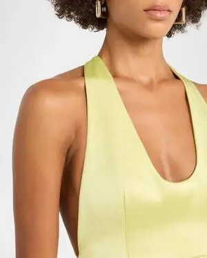 ET OCHS Constance Racerback Satin Halter Gown