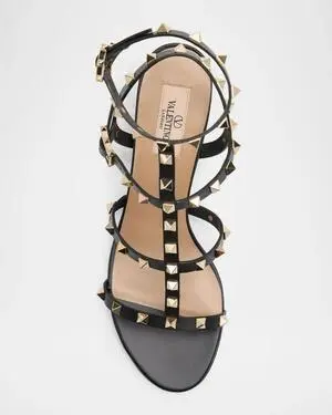 Valentino Garavani 60mm Rockstud Leather City Sandals - Nero