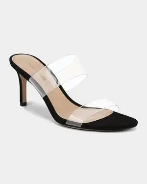 Veronica Beard 75mm Asha Mule Sandals - Clear/blac