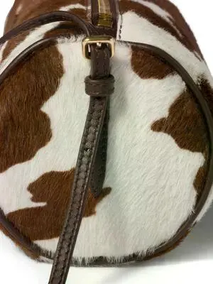 Miu Miu Animal-print Calfskin Pouch With Leather Shoulder Strap - Brown