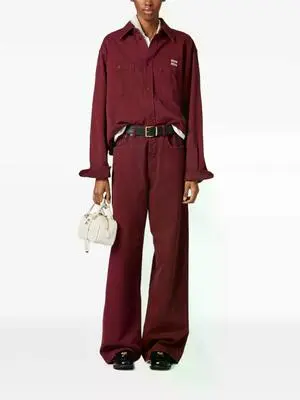 Miu Miu Embroidered Relaxed Fit Garment-dyed Trousers