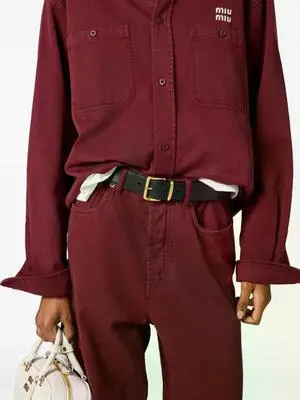 Miu Miu Embroidered Relaxed Fit Garment-dyed Trousers