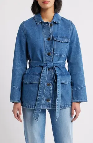 Caslon Belted Denim Chore Jacket