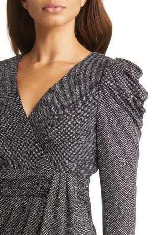 Eliza J Metallic Long-sleeve Dress