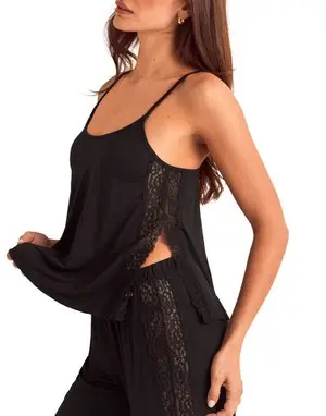 ADORE ME Marsha Pajama Cami & Jogger Set - Black
