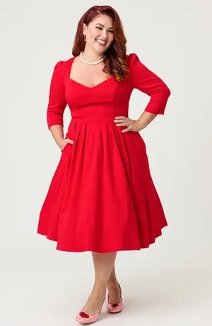 Unique Vintage Sweetheart Neckline Swing Dress